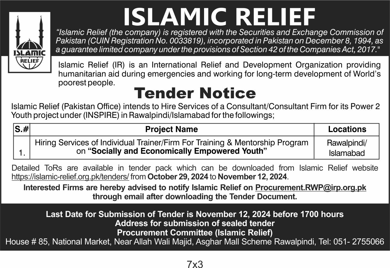 TENDERS - IR PakistanIR Pakistan